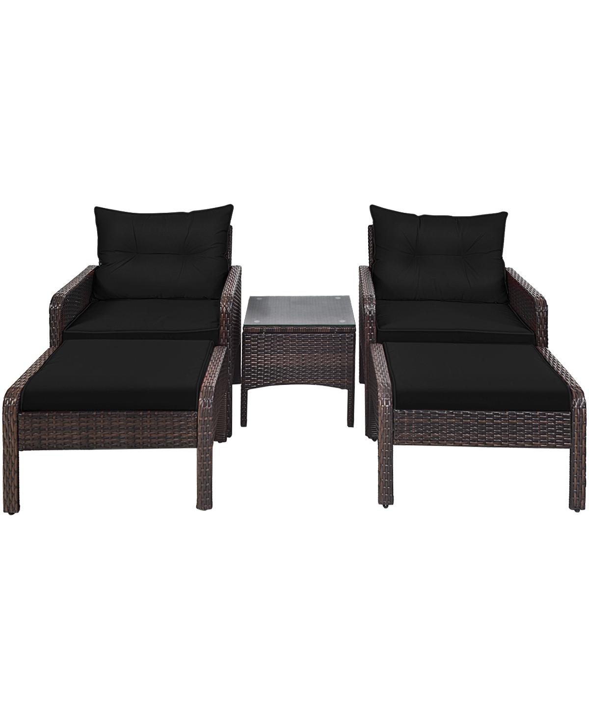 Click here for Sugift 5 Pieces Patio Rattan Sofa Ottoman Furnitur... prices
