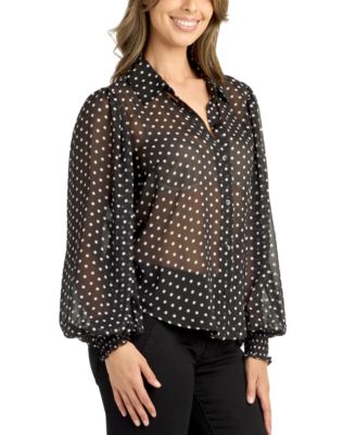 Black And White Polka Dot Tops - Macy's