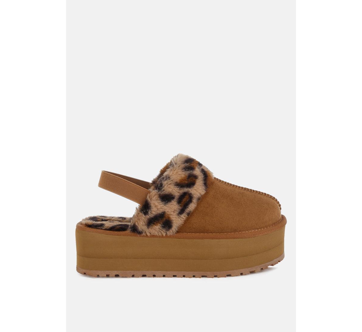 Click here for Kutchu Faux Fur Trim Platform Classic Slingback -... prices