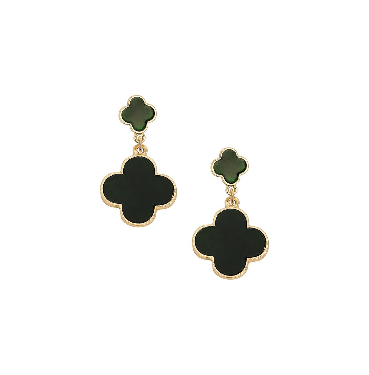 Click here for Sohi Womens The Clover Drop Earrings - Black prices