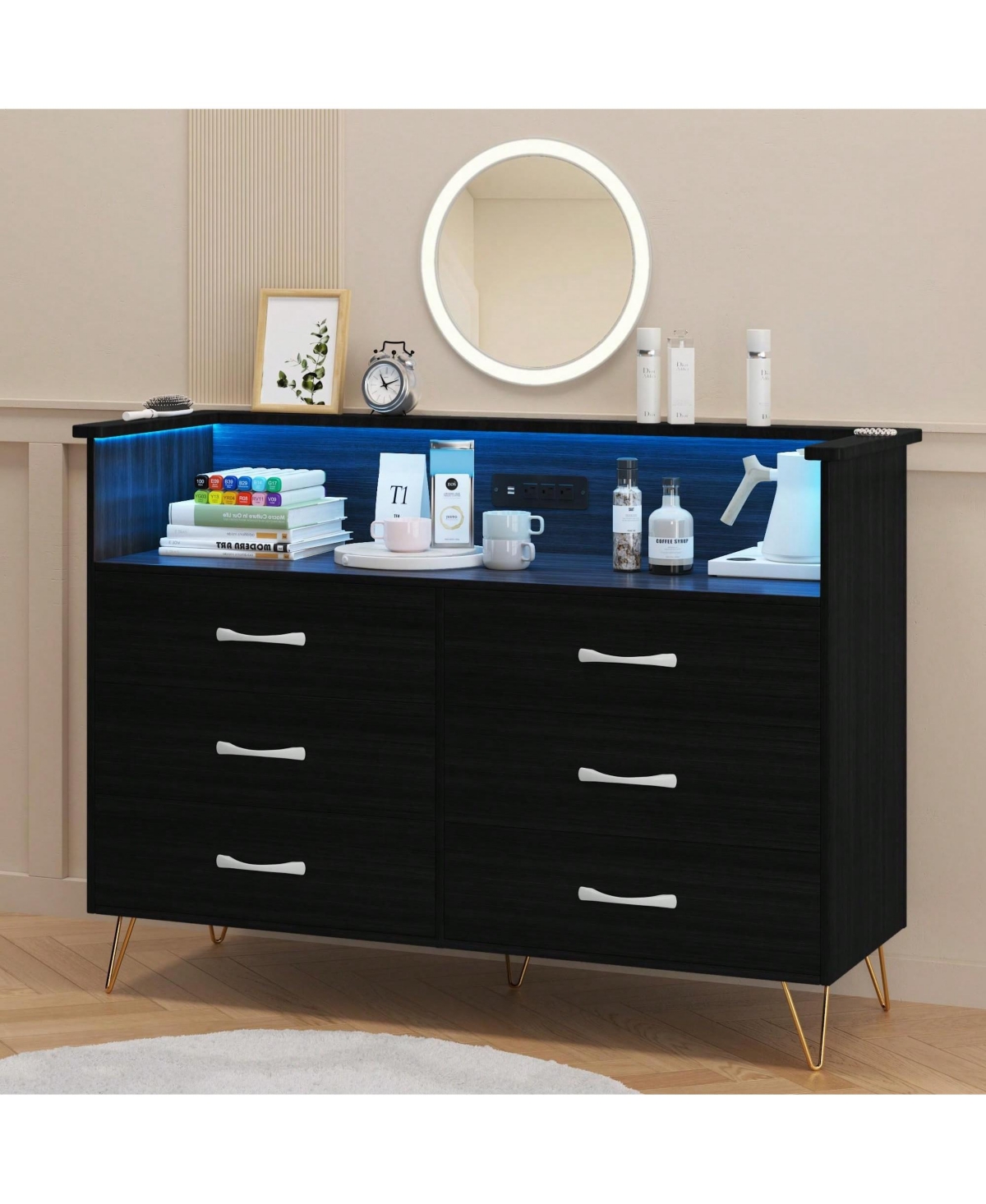Click here for Dresser For Bedroom With Led Light & Charging Stat... prices