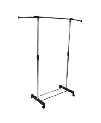 Slickblue Vertically Stretching Single-Bar Clothes Rack with Shoe Shelf ...