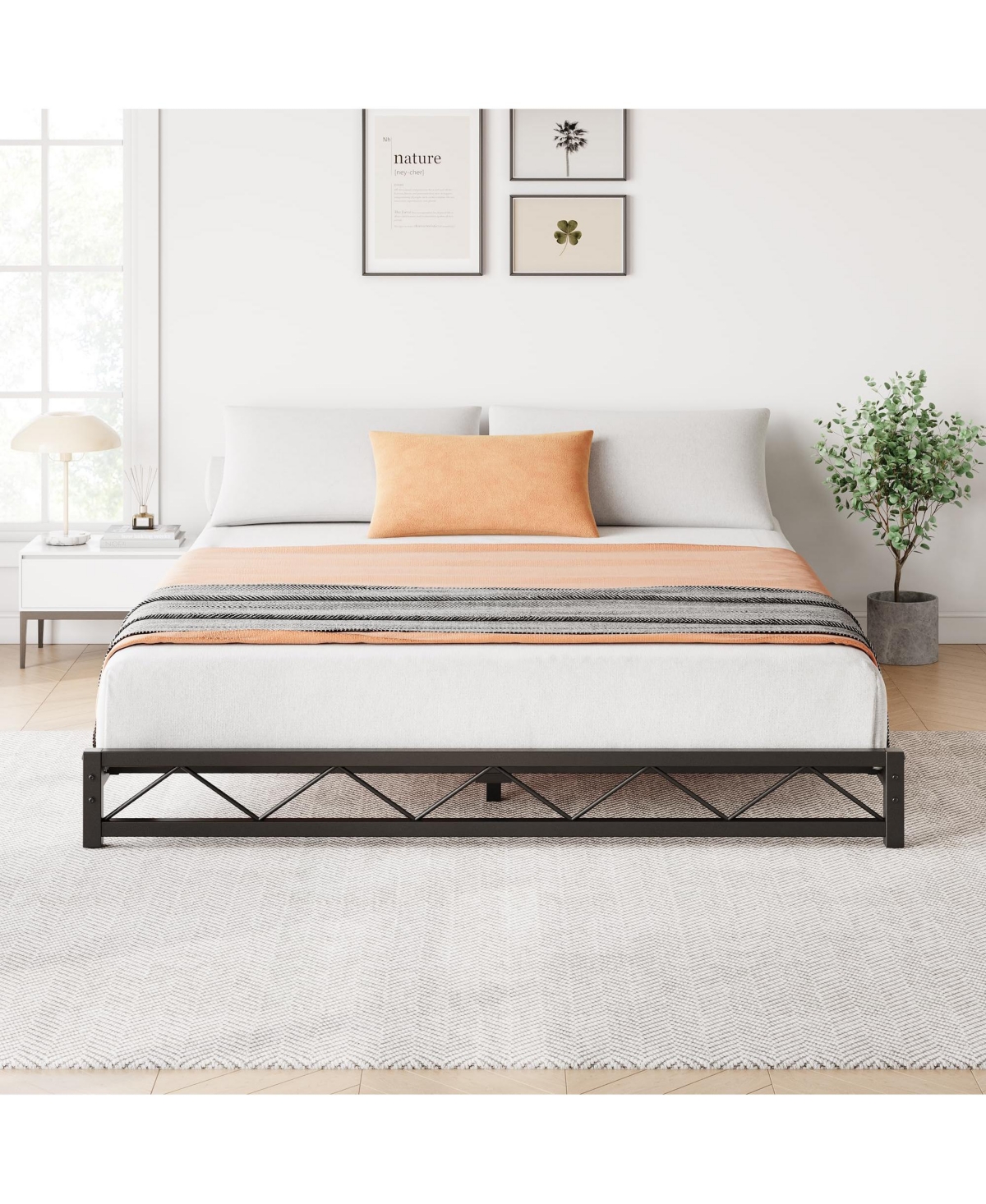 Click here for gaomon Full Size Bed Frame  Metal Low Platform Bed... prices