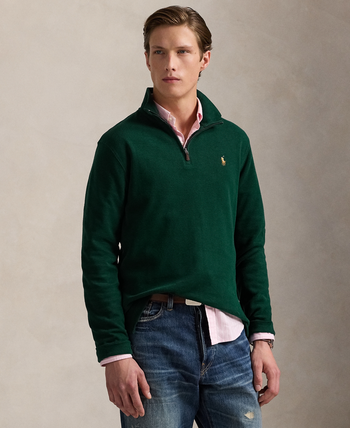 Click here for Polo Ralph Lauren Mens Estate-Rib Cotton Quarter-Z... prices