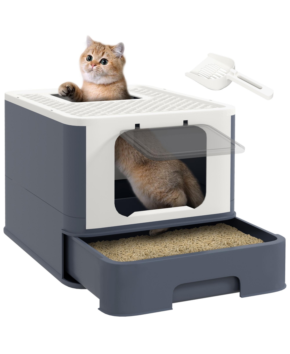 Click here for PawHut Cat Litter Box with Lid & Scoop for Large C... prices