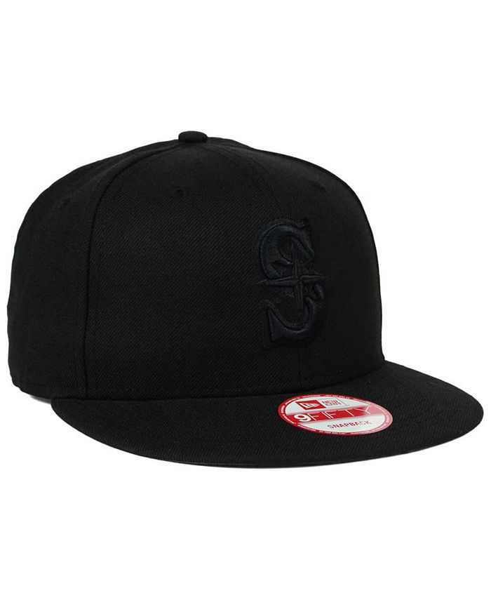 New Era Seattle Mariners Black on Black 9FIFTY Snapback Cap - Macy's