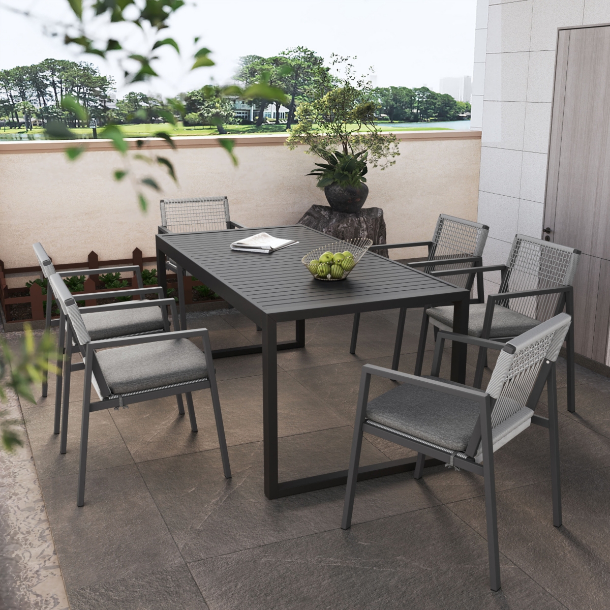 Click here for Streamdale 6-Piece Aluminum Dining Set  Gray and B... prices