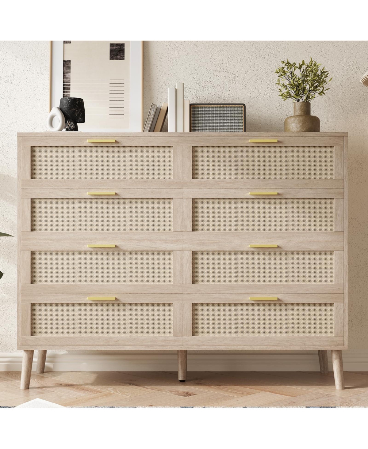 Click here for gaomon 8 Drawer Rattan Dresser - Brown prices