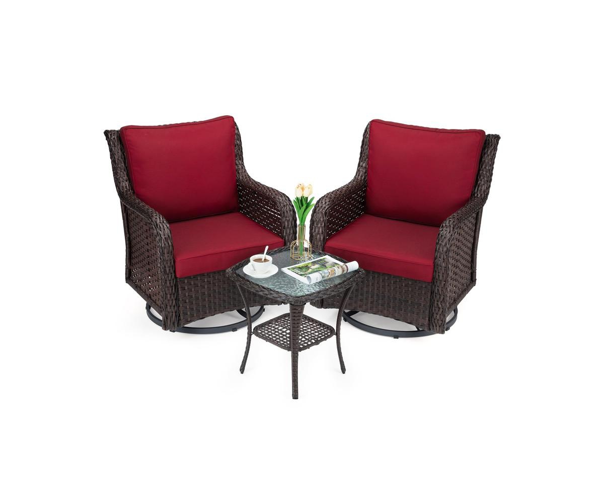Click here for gaomon 3 Pieces Rattan Swivel Rocking Chair Outdoo... prices