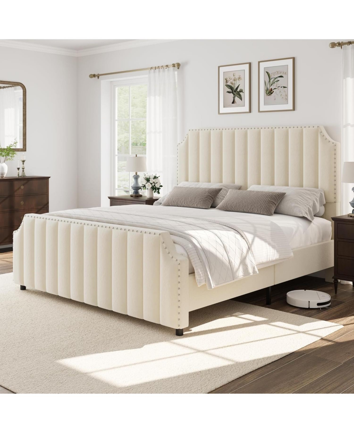 Click here for gaomon Queen Size Bed Frame - Beige/khaki prices