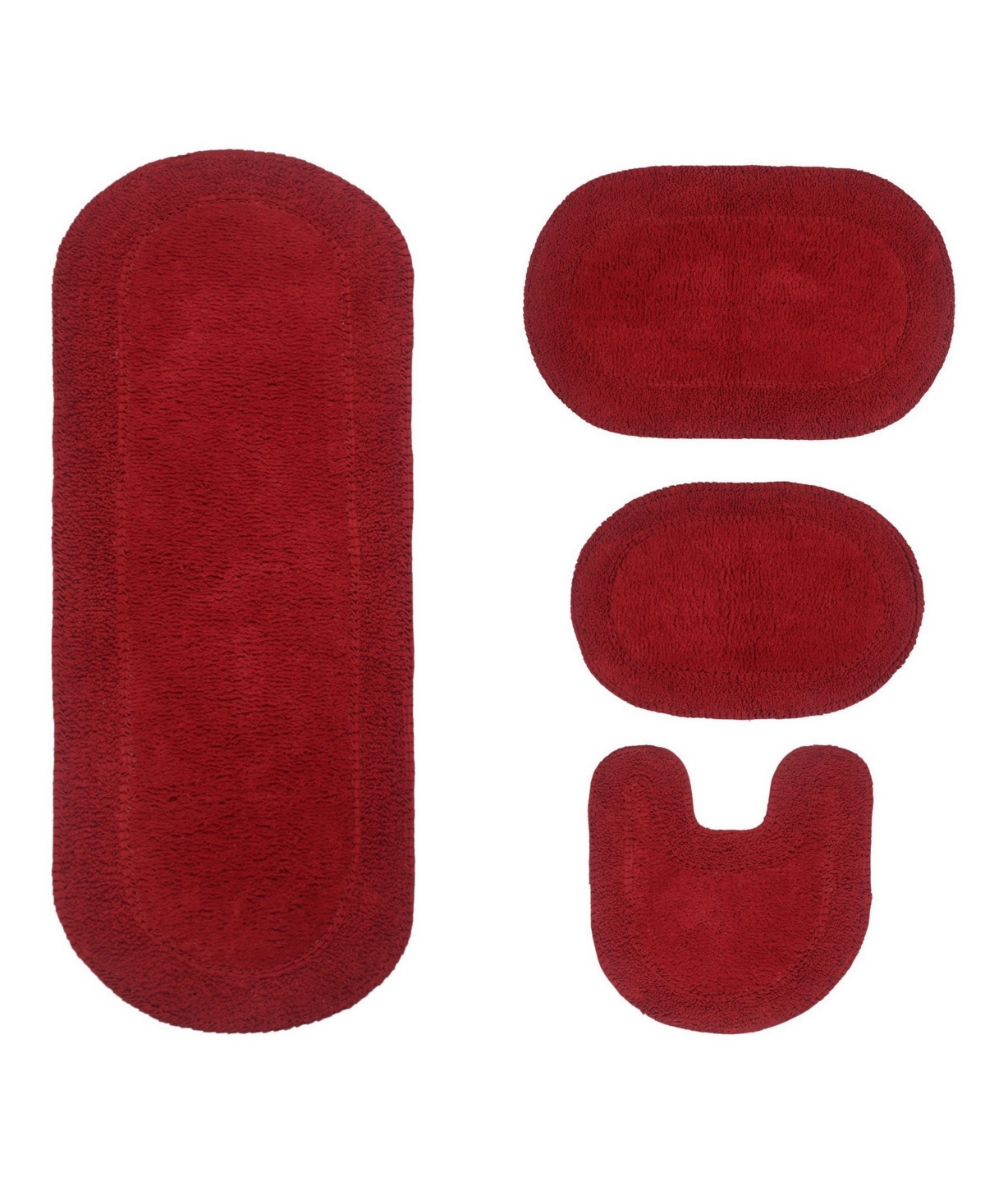 Home Weavers Double Ruffle 4-Pc. Bath Rug Set - Red