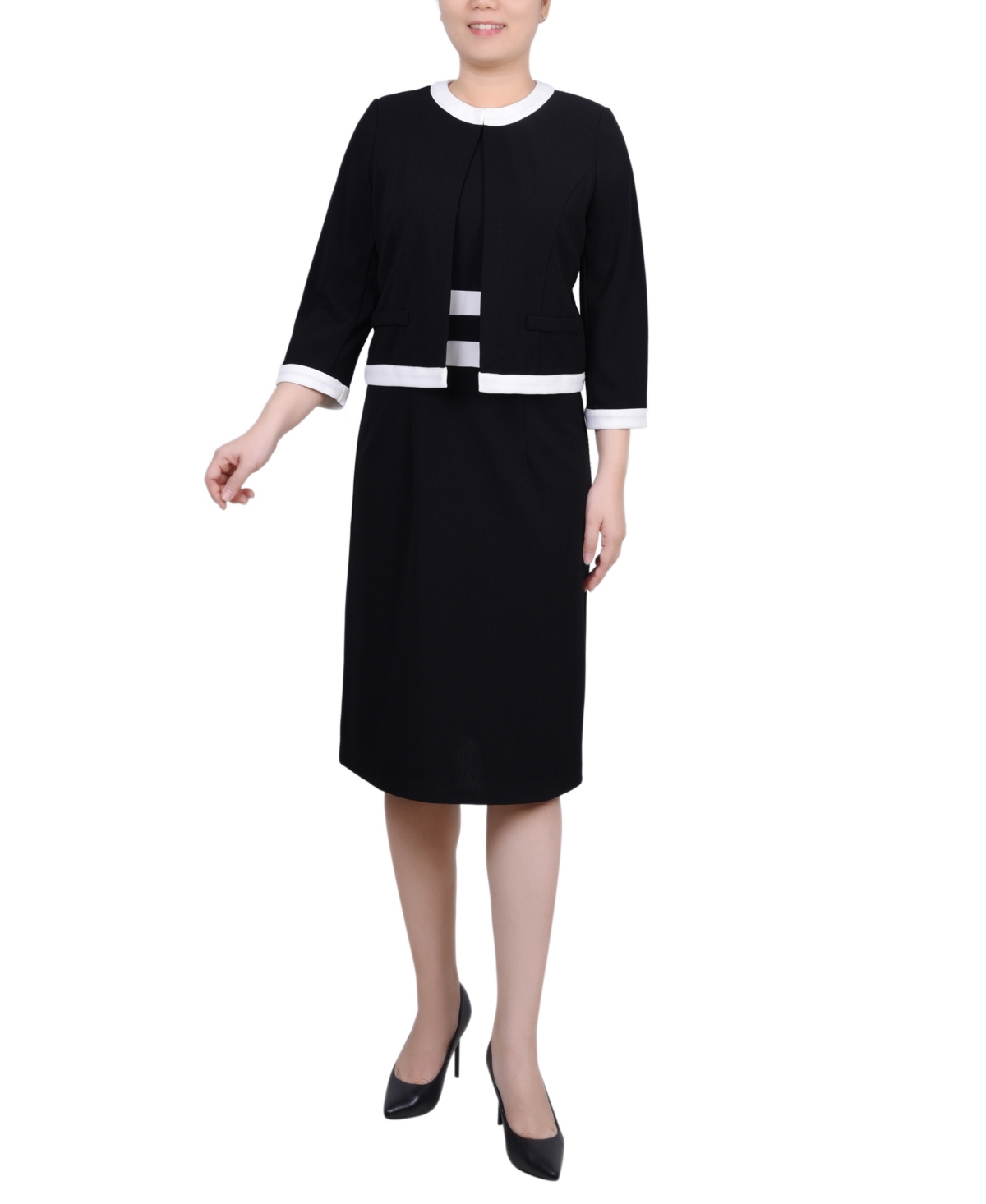 Click here for Ny Collection Petite Elbow Sleeve Colorblocked 2 P... prices