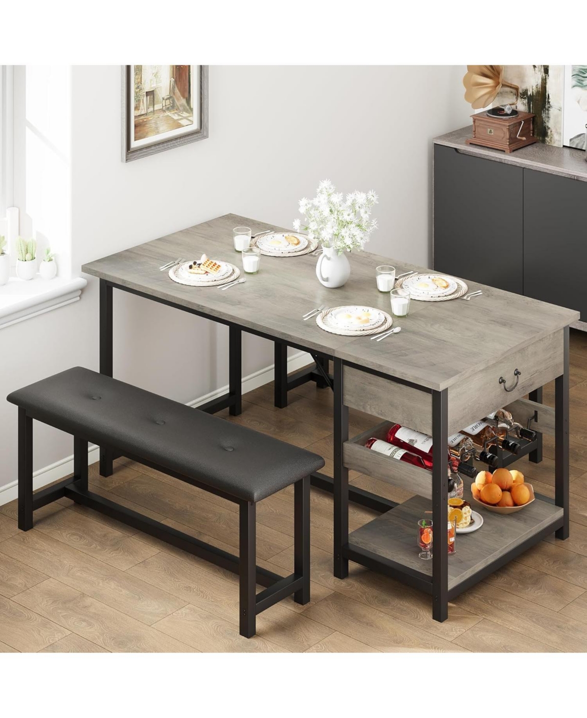 Click here for gaomon 3 - Piece Dining Set - Grey prices