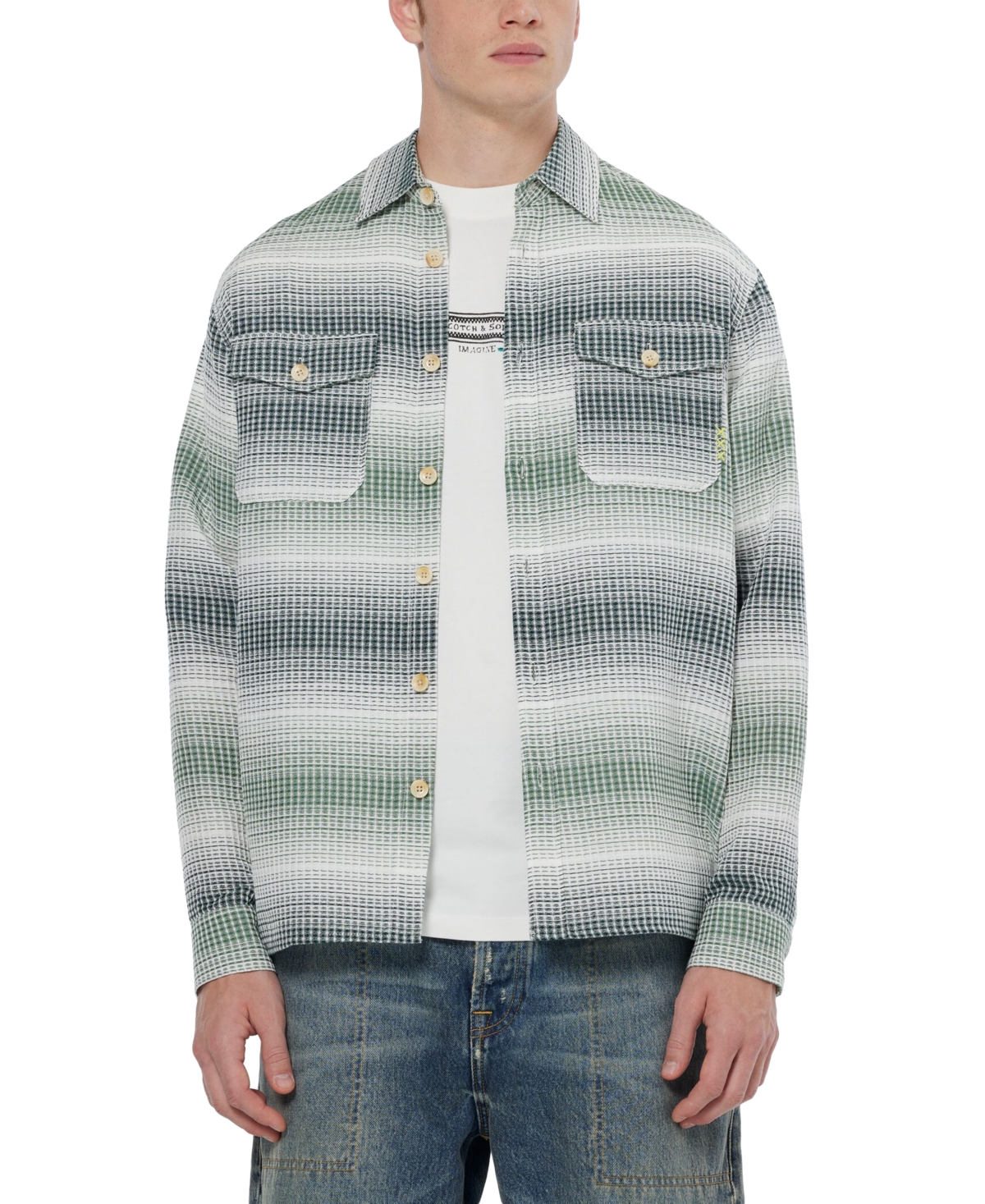 Click here for Scotch & Soda Mens Relaxed-Fit Waffle-Knit Stripe... prices