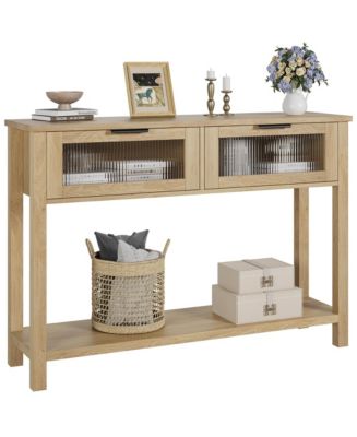 gaomon Entryway Table, Wood Console Table with 2 Glass Drawers - Macy's