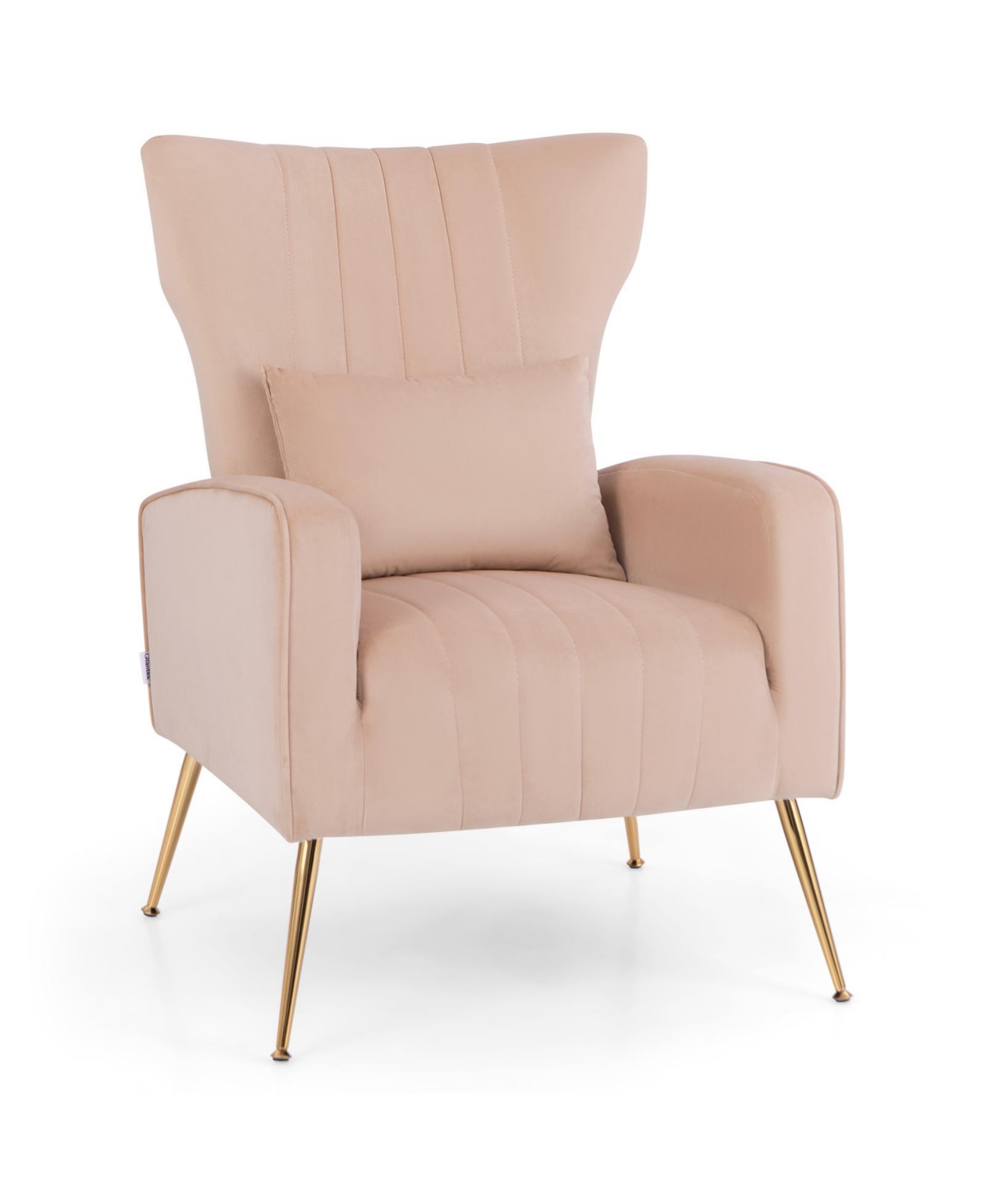 Click here for Gouun Velvet Upholstered Wingback Chair with Lumba... prices