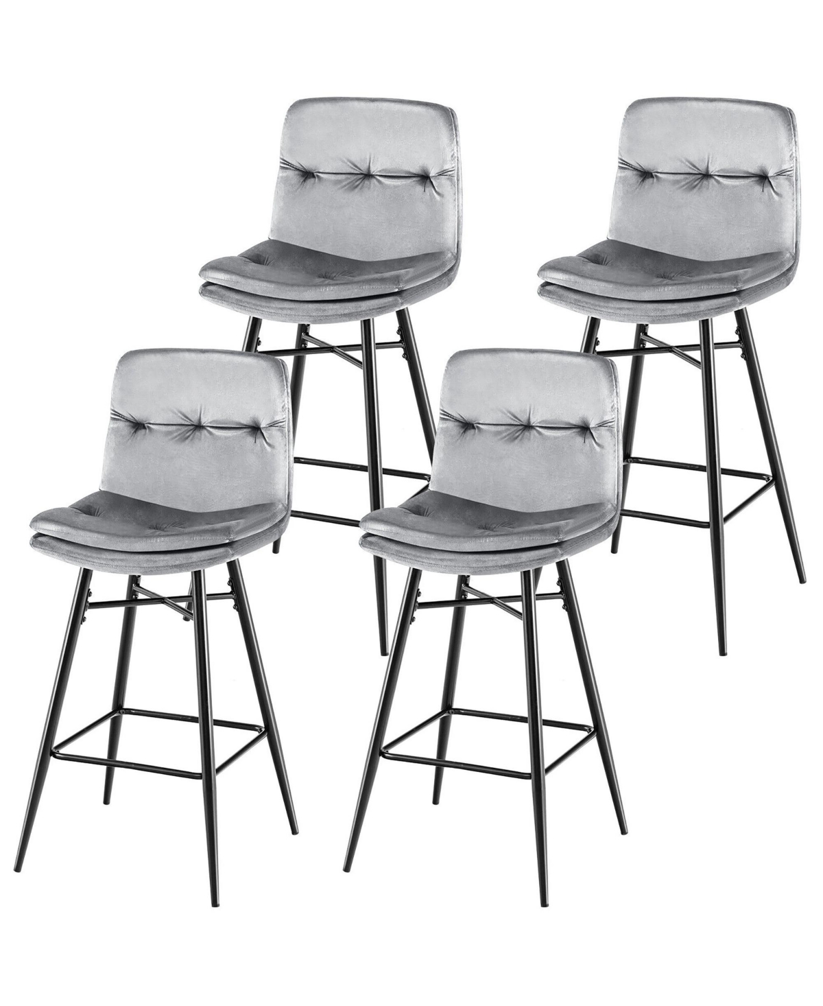 Click here for Gymax 4 Pcs Velvet Bar Stools Bar Height Dining Ch... prices
