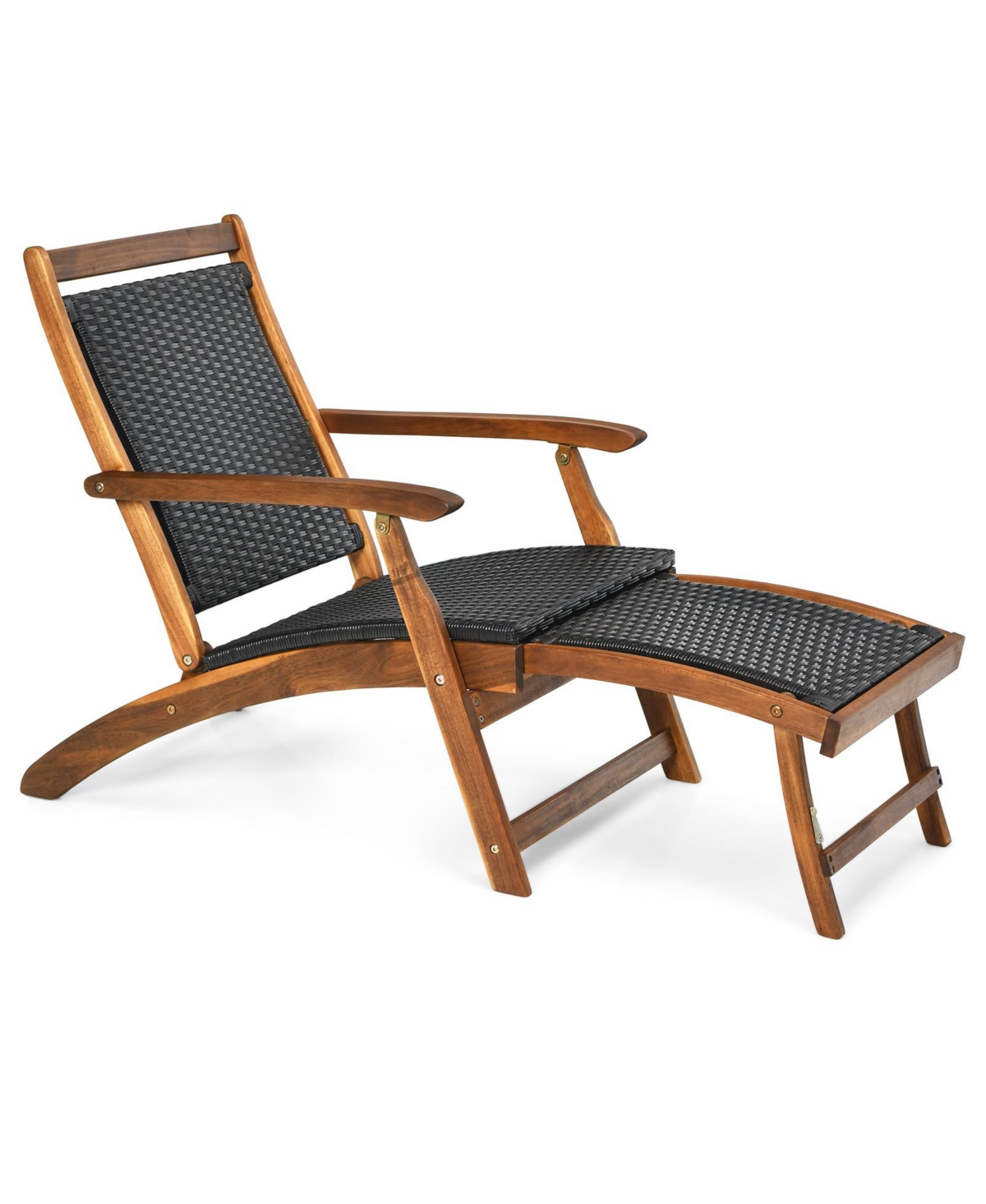 Click here for Gouun Patio Rattan Folding Lounge Chair with Acaci... prices