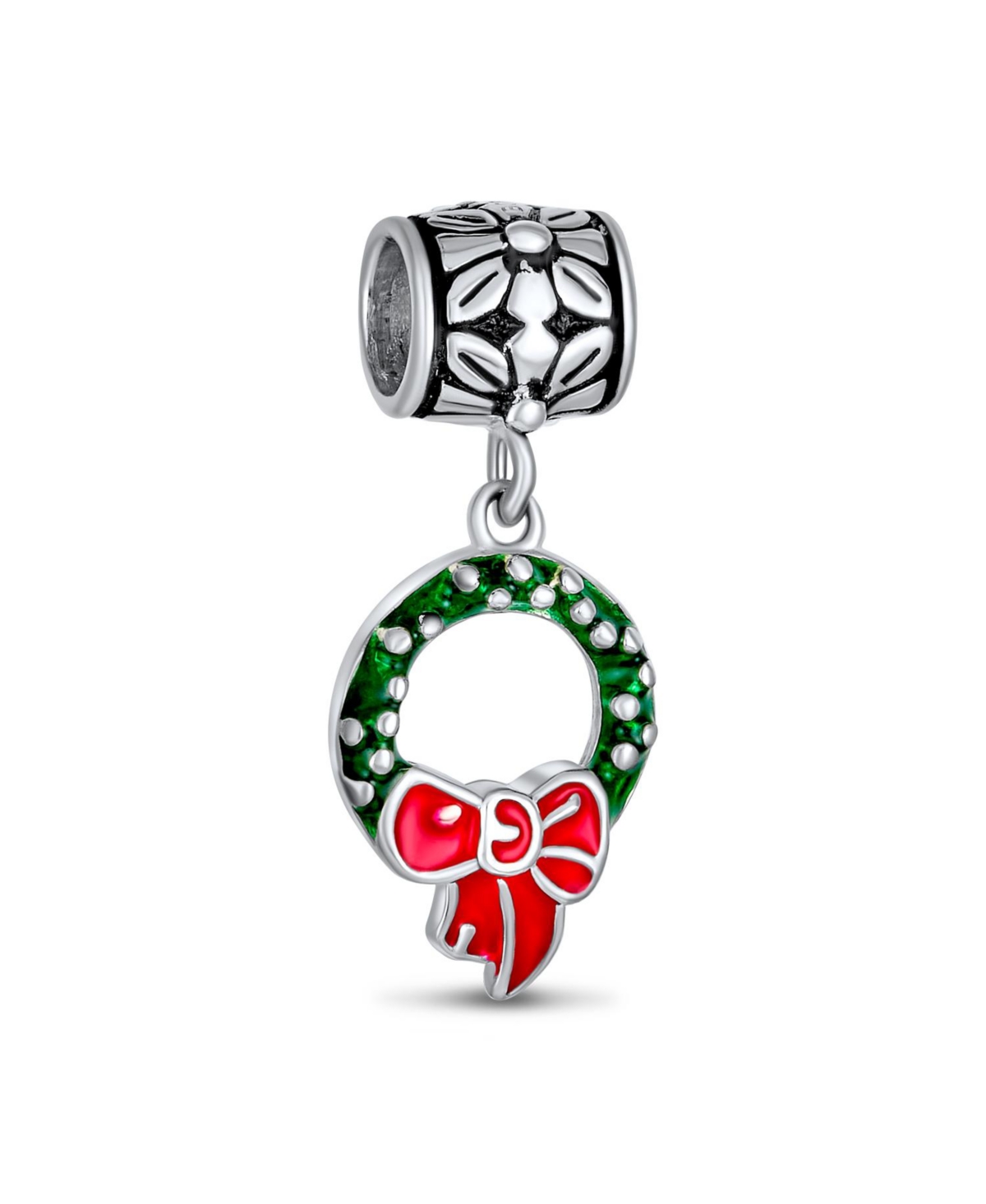 Click here for Bling Jewelry Green Christmas Red Bow Dangle Charm... prices