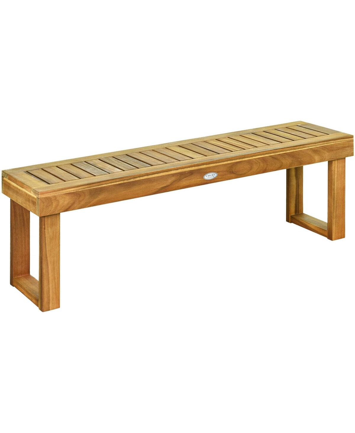 Click here for Gouun 52 Inch Acacia Wood Dining Bench with Slatte... prices