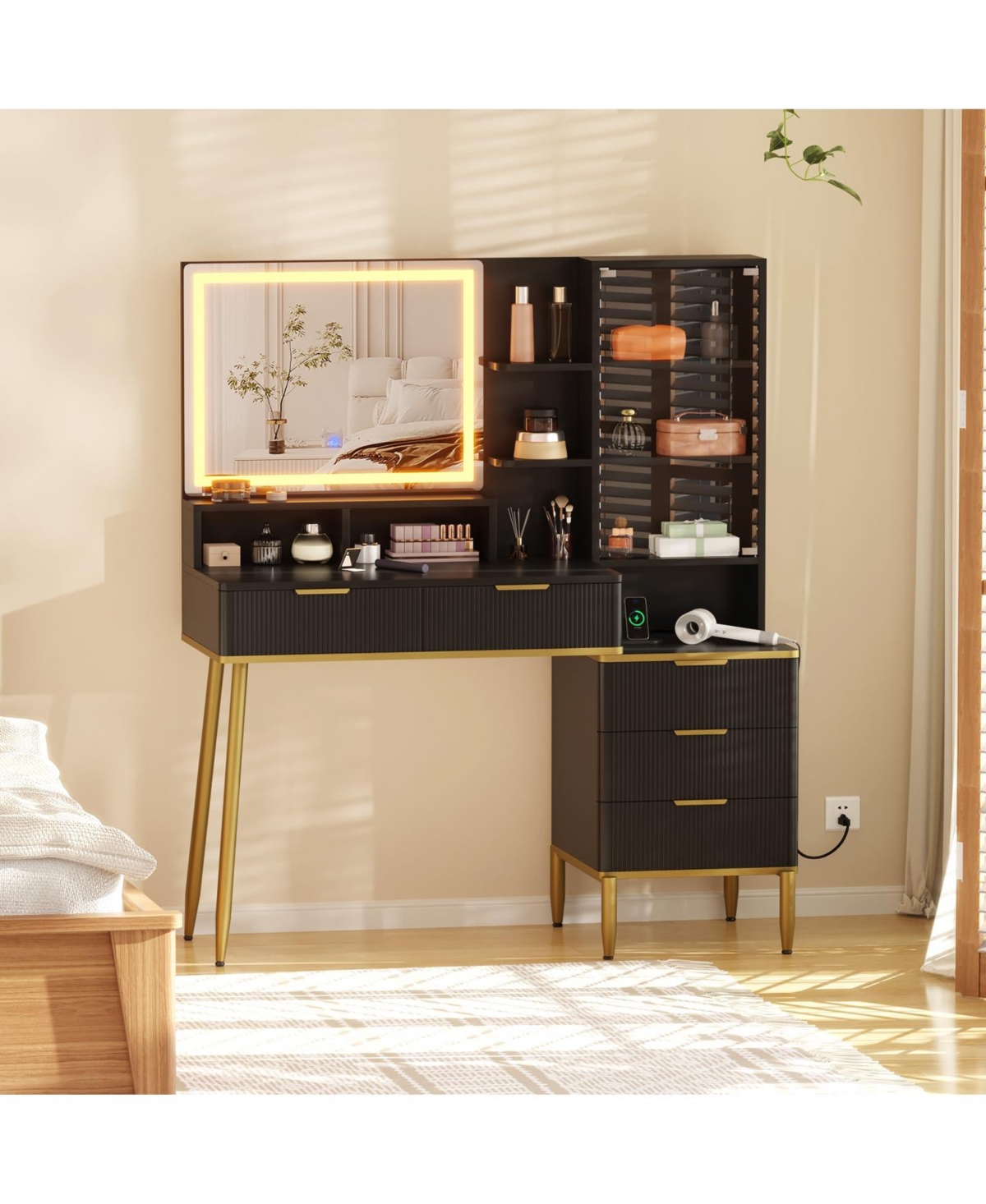 Click here for gaomon Makeup Vanity Desk with Lights & Power Outl... prices