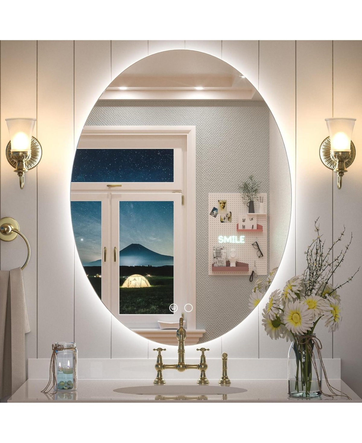 Click here for keonjinn Oval Backlit Led Wall Mirror Anti Fog Dim... prices