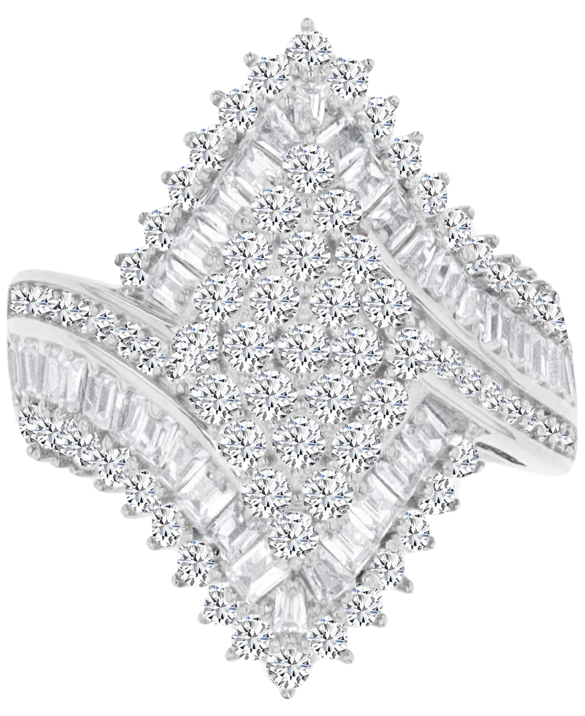 Click here for Cubic Zirconia Round & Baguette Cluster Statement... prices