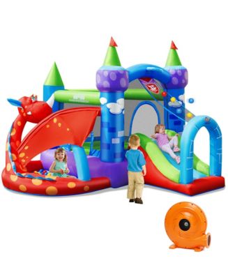 Gymax Kids Inflatable Bounce House Dragon Jumping Slide Bouncer Castle ...