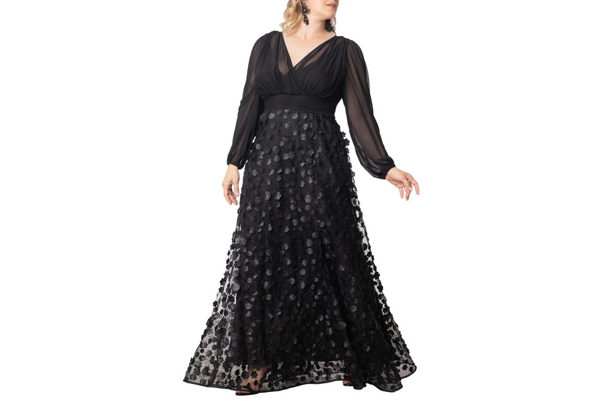 Click here for Kiyonna Plus Size Blossoming Beauty Mesh Evening G... prices