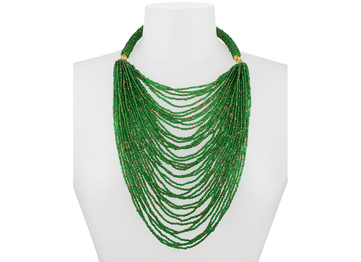 Click here for Kendi Amani Kanana Beaded Necklace - Emerald Green prices