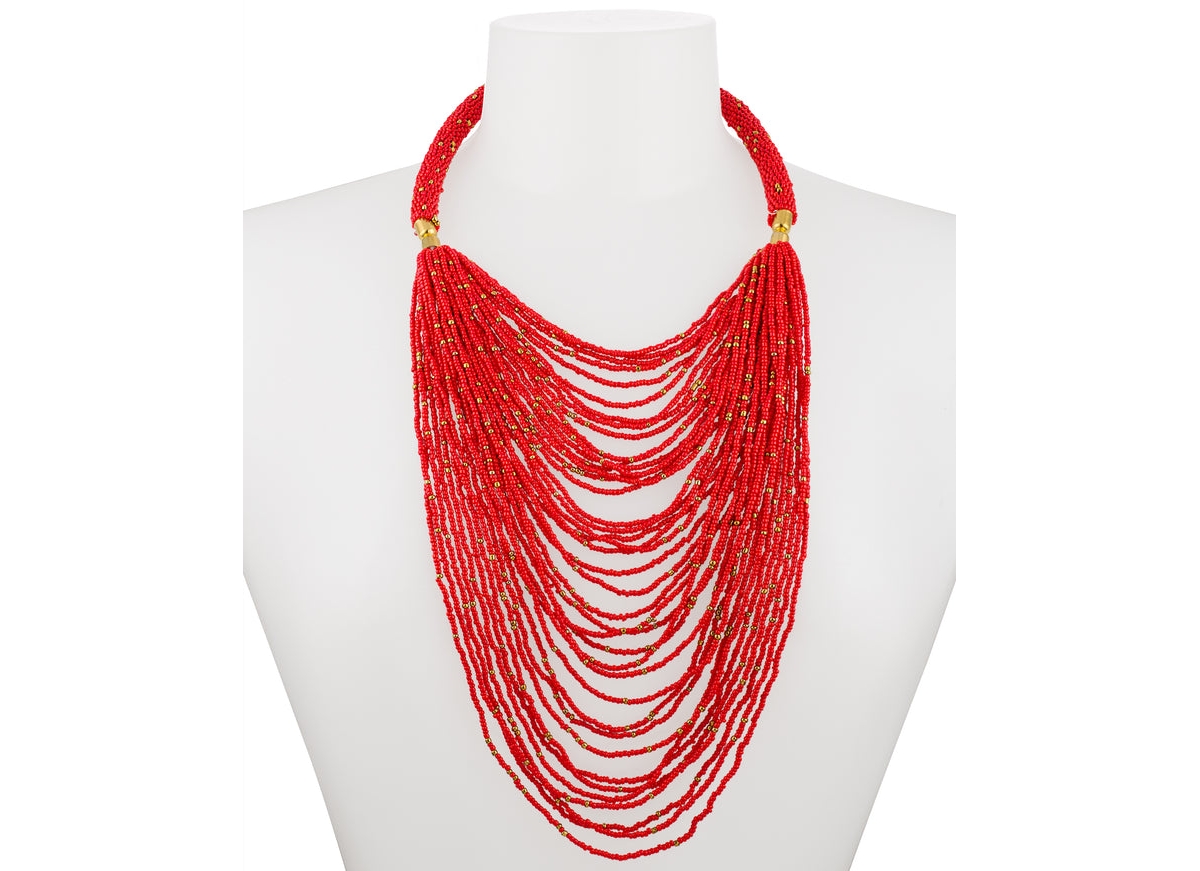 Click here for Kendi Amani Kanana Beaded Necklace - Sahara red prices