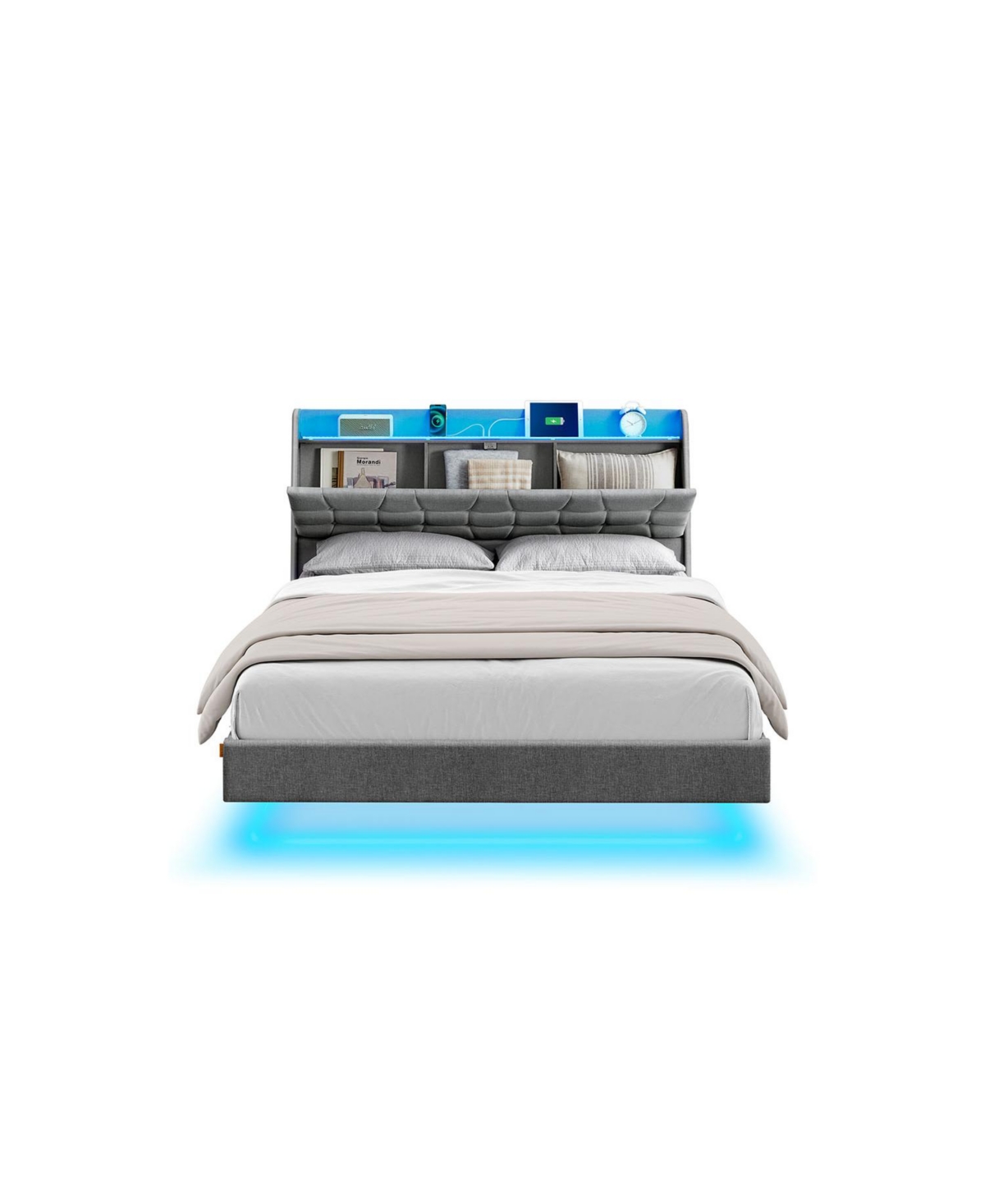 Click here for Slickblue Queen Size Floating Bed Frame with Led L... prices