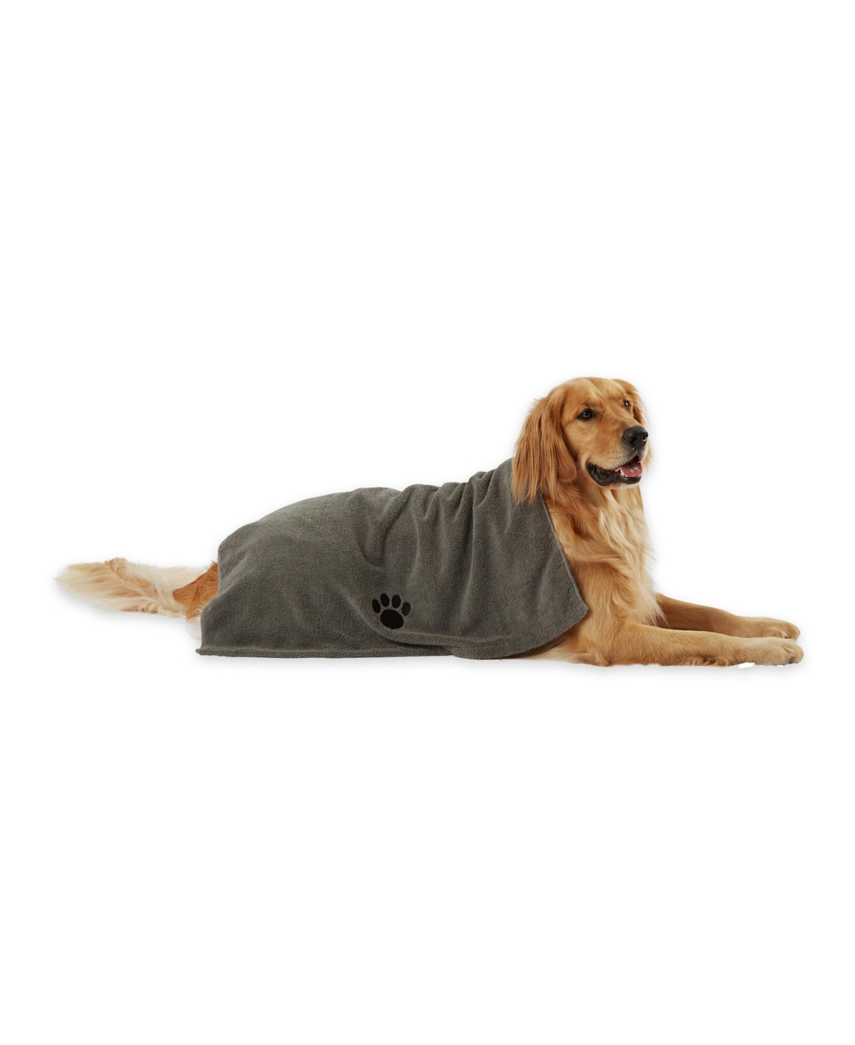 DII Gray Embroidered Paw Pet Towel