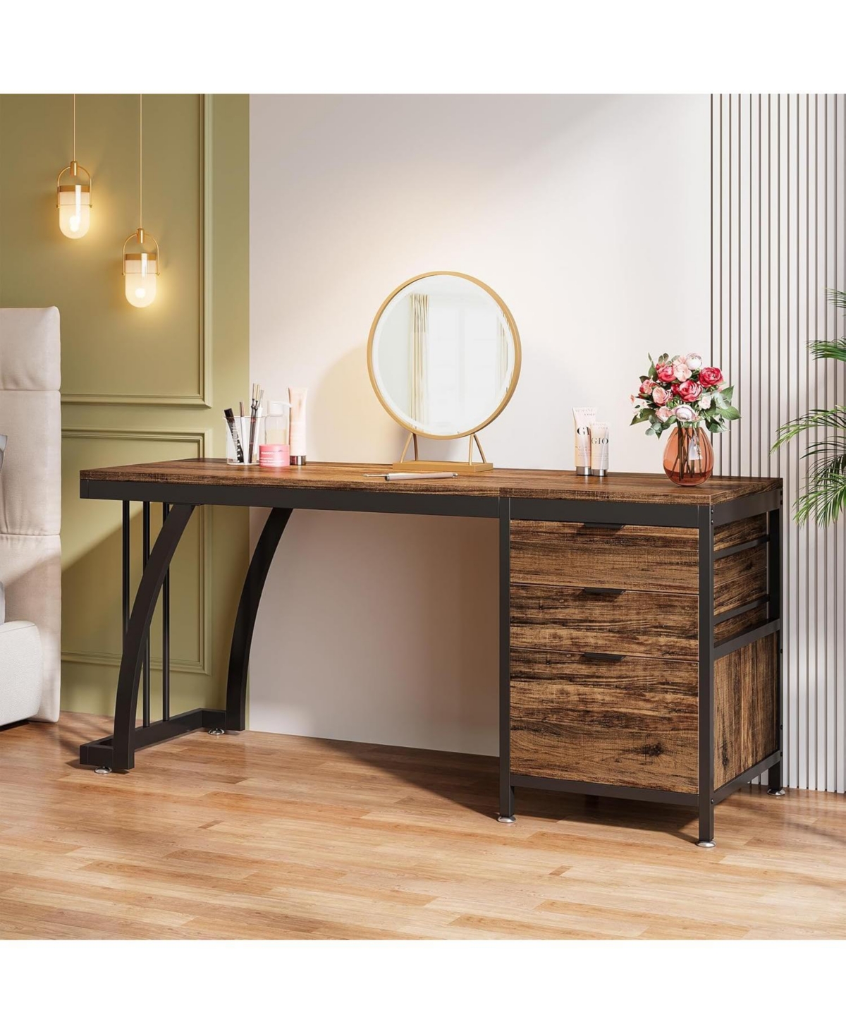 Click here for Tribesigns Vanity Desk with 3 Drawers  59-Inch Chi... prices