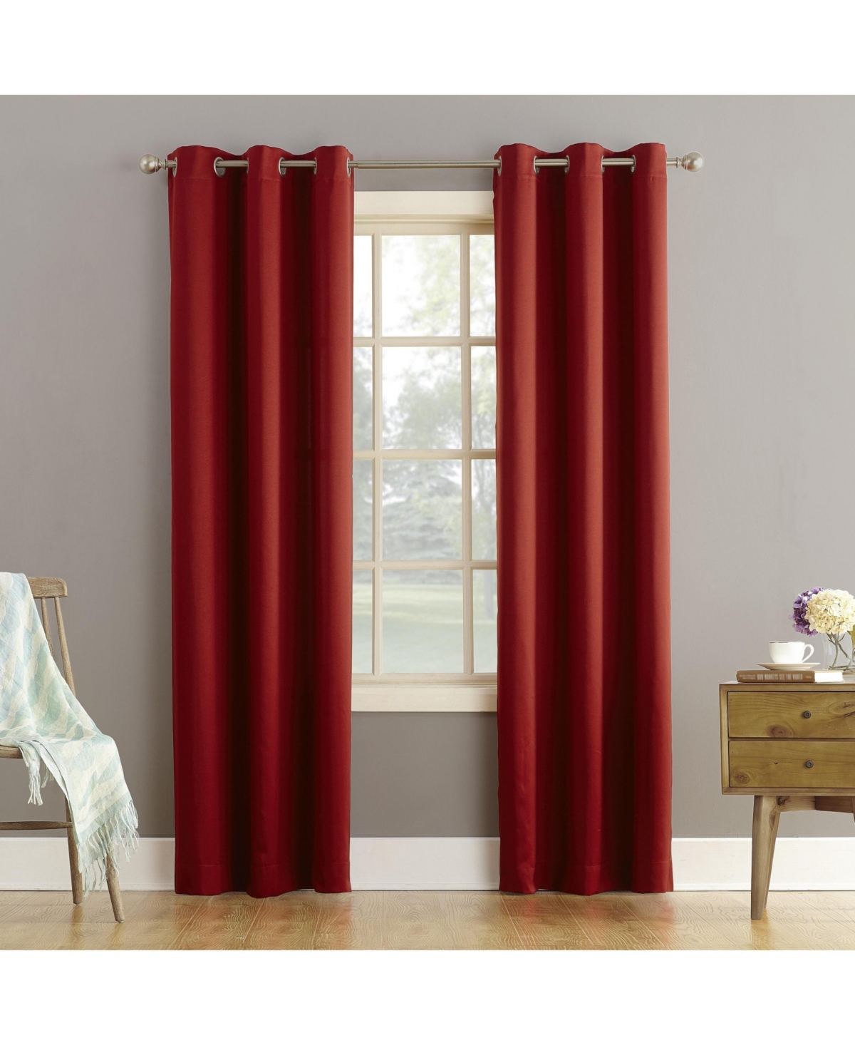 Click here for Tabbey Room Darkening Grommet Curtain Panel - Bric... prices
