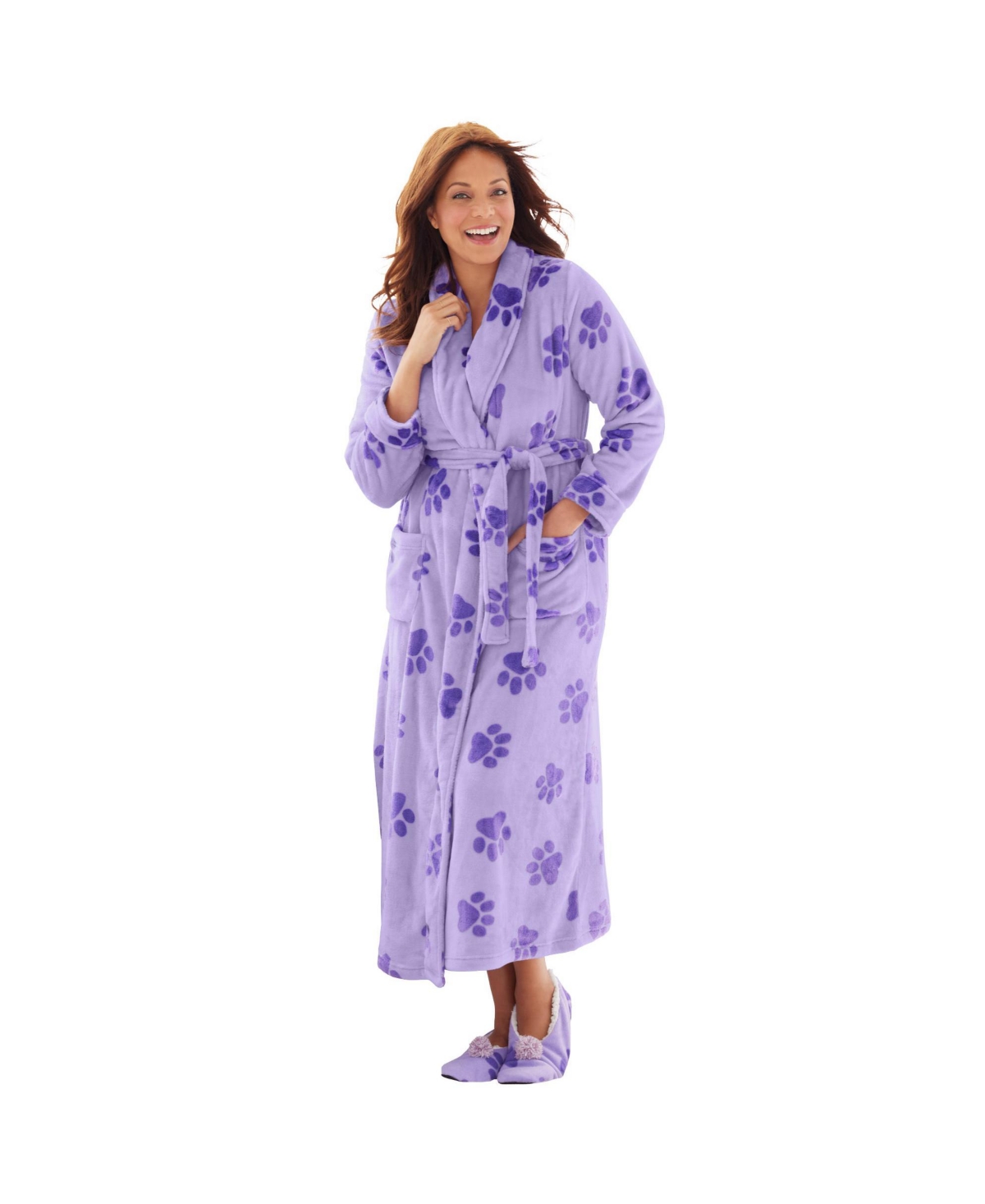 Click here for Dreams & Co. Plus Size Plush Wrap Robe - Soft iris... prices