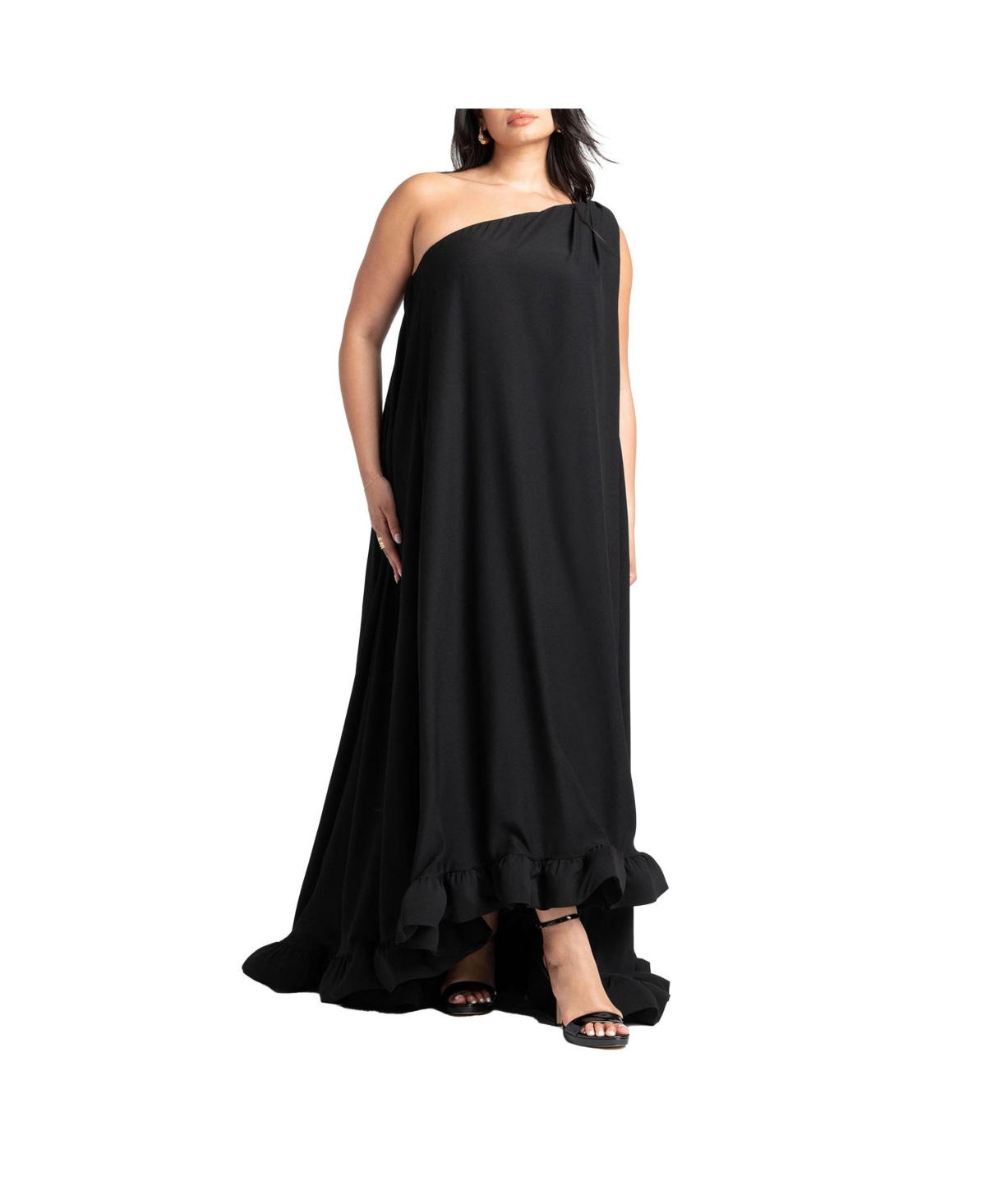 Click here for Eloquii Womens Plus Size Dramatic Ruffle Gown - Bl... prices