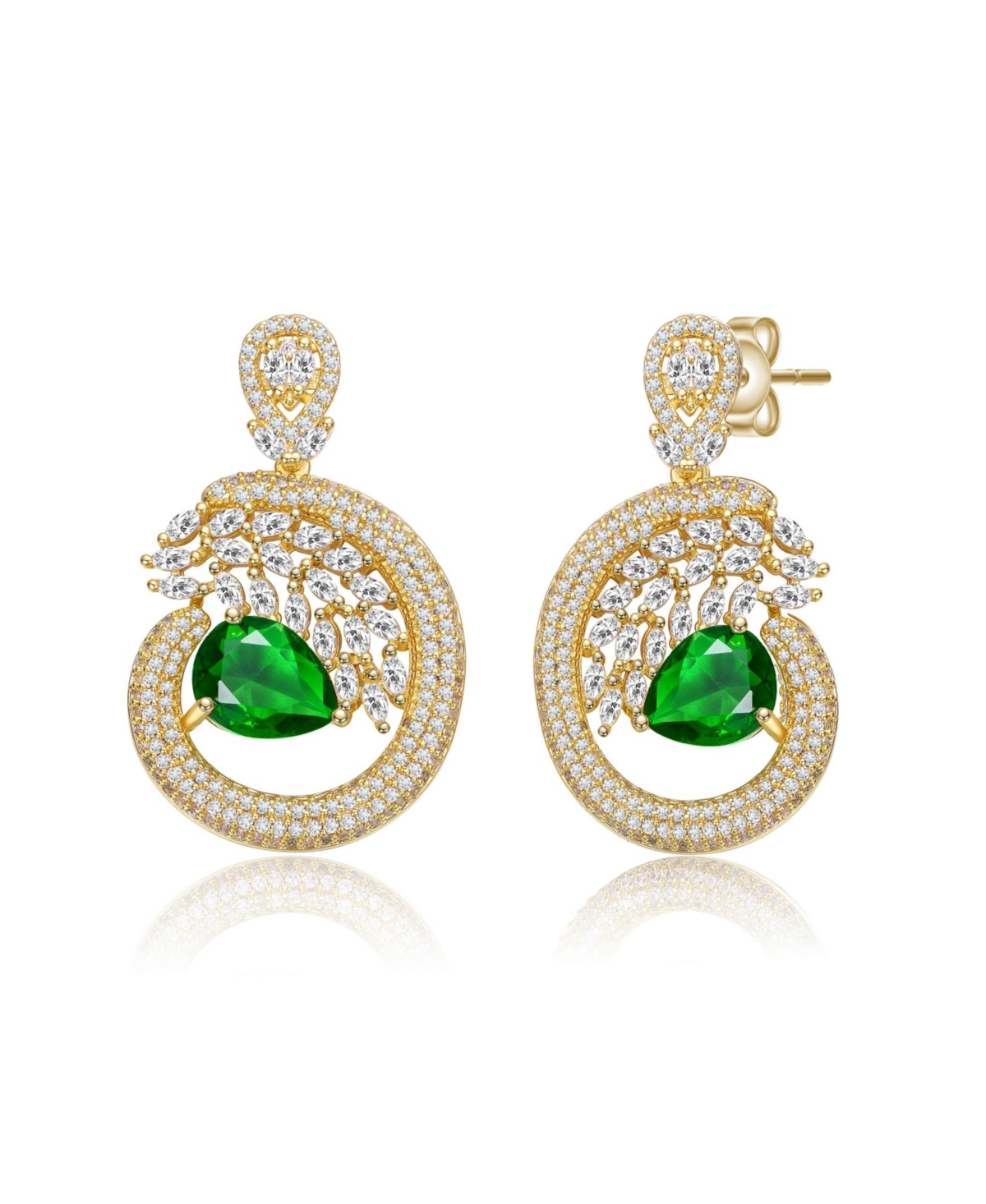 Click here for 14K Gold Plated with Green Pear-Shaped Cubic Zirco... prices