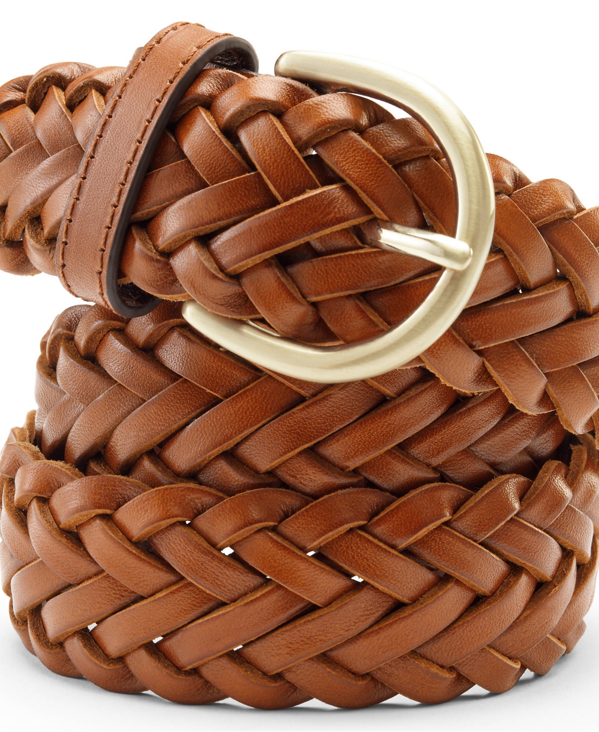 Click here for Lands End Womens Leather Braided Belt - Chestnut prices