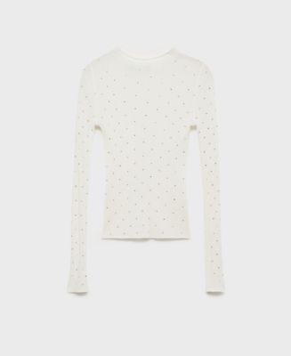 Mango Women's Rhinestone Detail Ribbed Sweater - Macy's