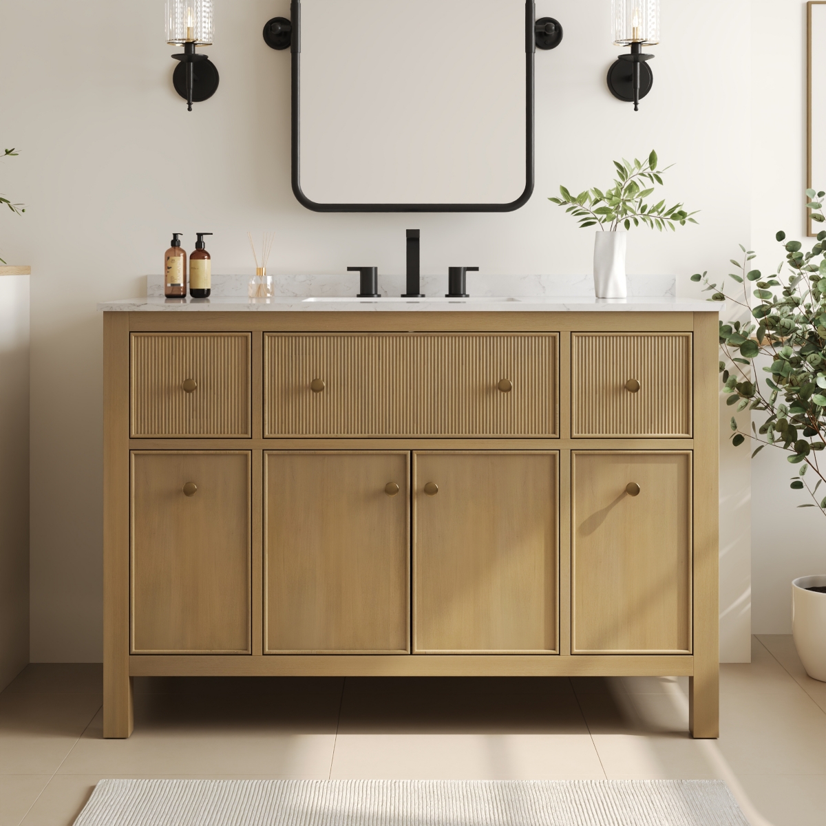 DeerValley 48" Pre-assembled Single Bathroom Vanity with Engineered ...