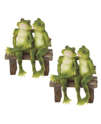 FC Design "2-PC Gift Set" 5"H Frog Couple Sitting on Bench Statue ...