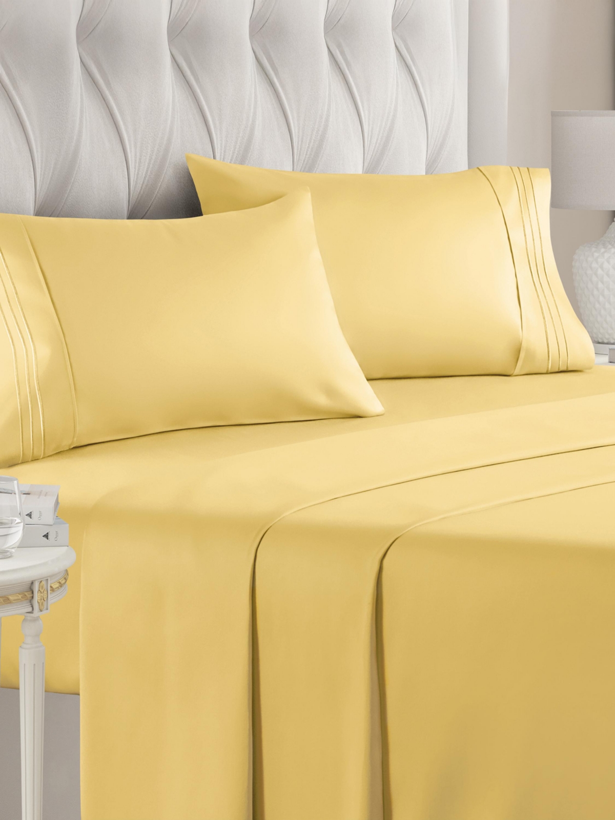 Click here for 4 Piece Microfiber Sheet Set - King - Yellow prices