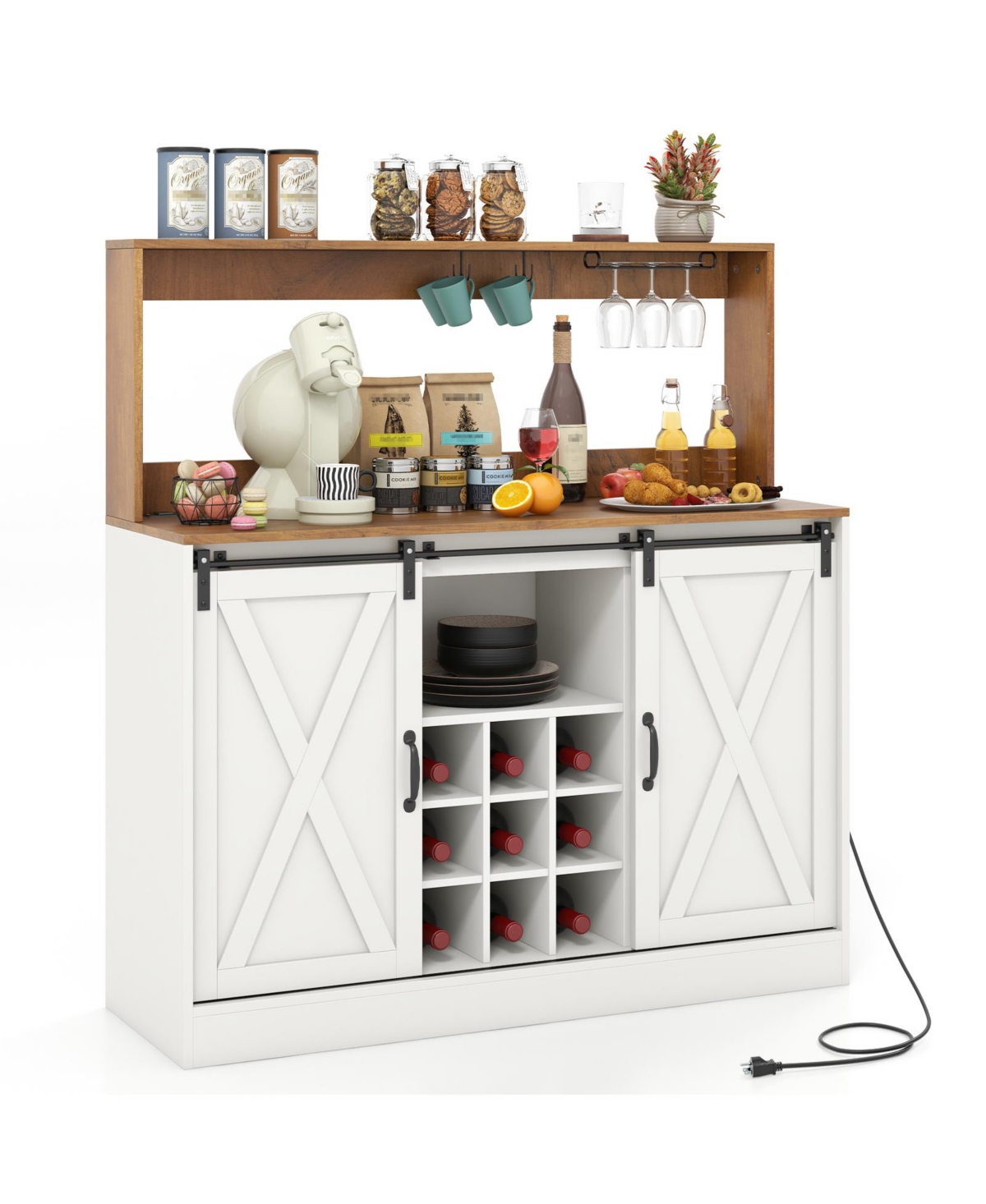 Click here for Gouun Farmhouse Coffee Bar Cabinet with Charging S... prices