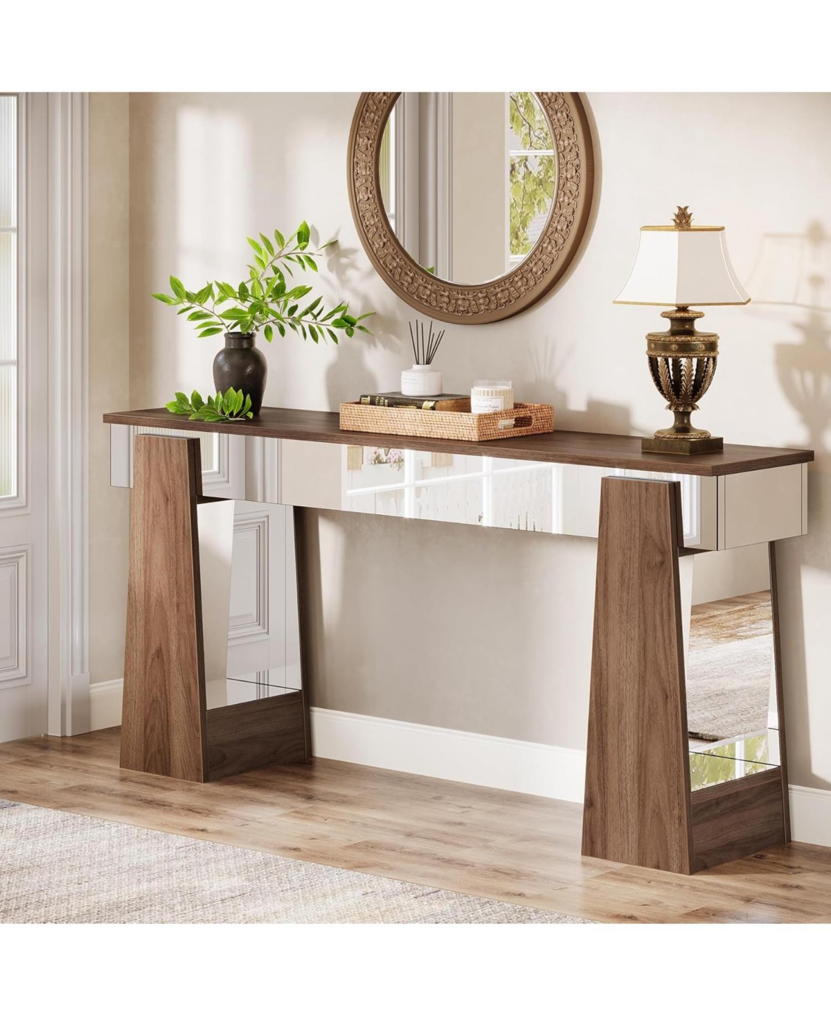 Click here for Tribesigns Mirrored Console Table  Farmhouse Woode... prices