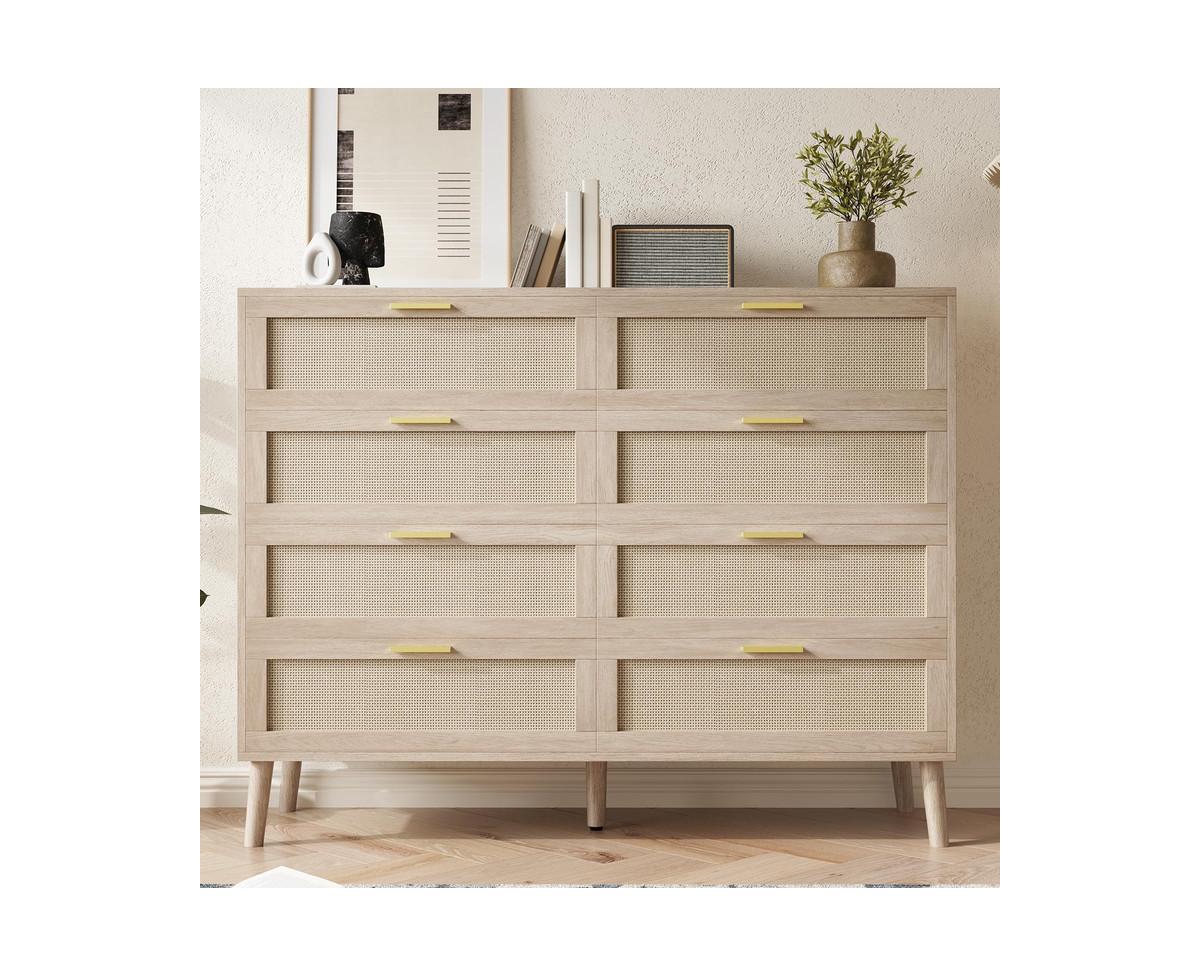 Click here for gaomon 8 Drawer Rattan Dresser  47.2 x 15.7 x 37 R... prices