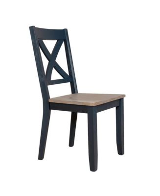 Lakeshore X Back Side Chair- Navy (RTA) in Wirebrushed Navy w/ Wood ...