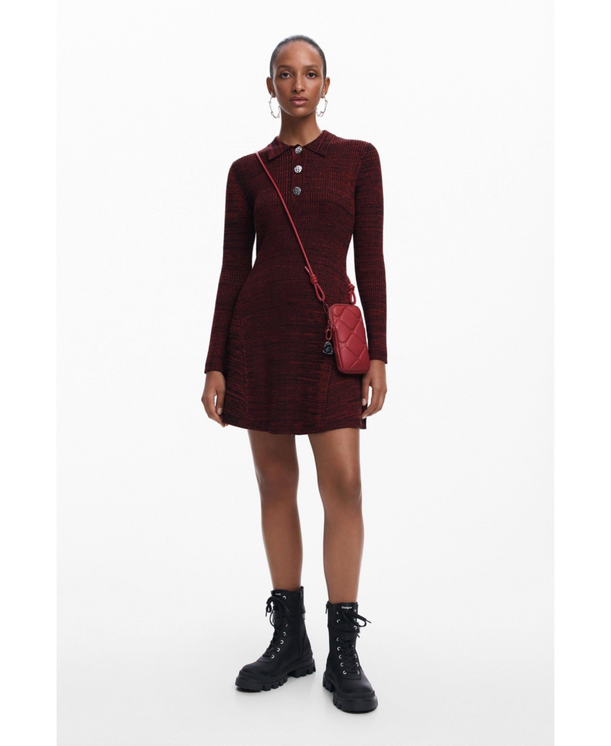 Click here for Desigual Womens Polo neck short dress - Black prices
