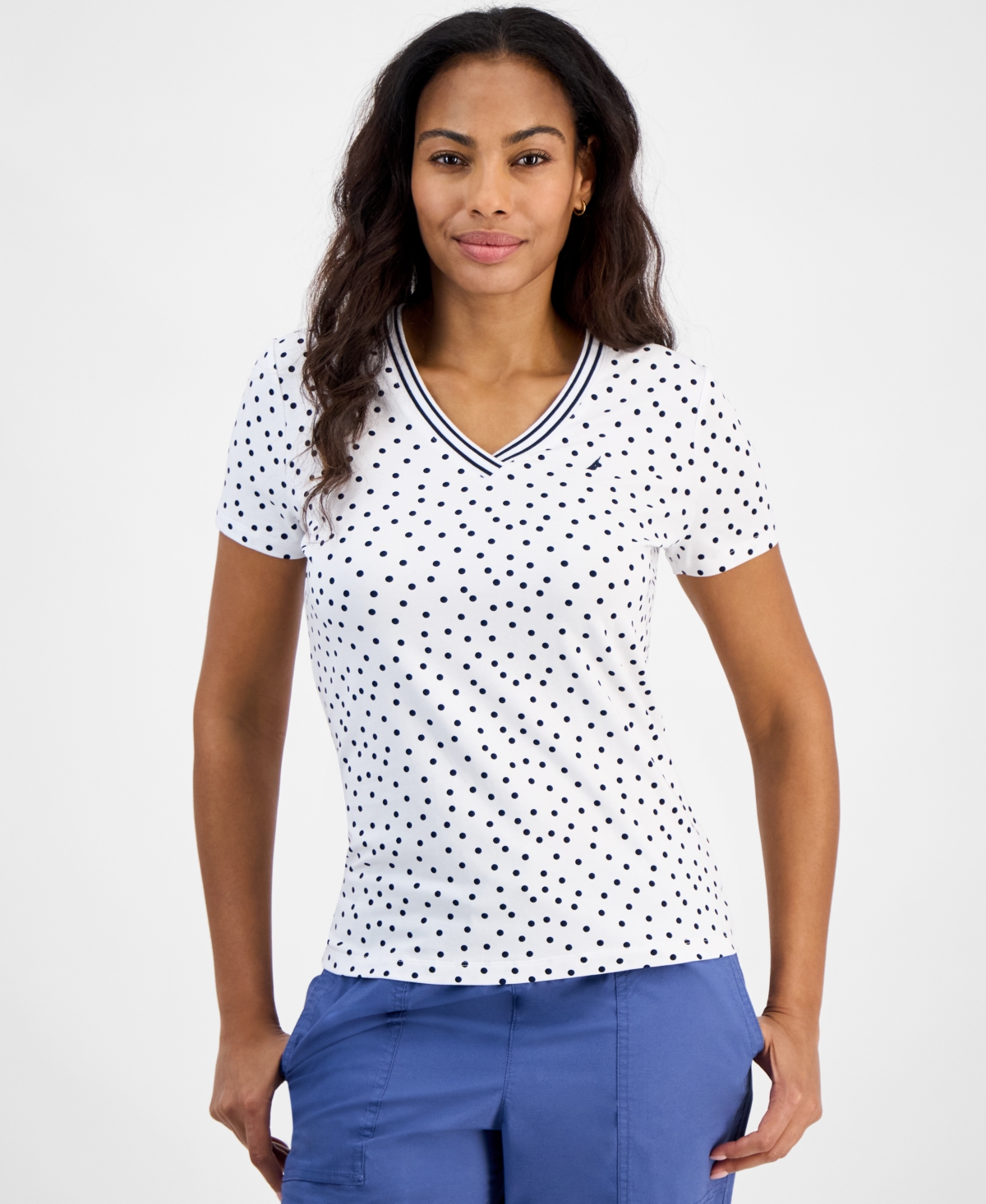 Click here for Nautica Jeans Womens Polka-Dot Rivera Top - Bright... prices