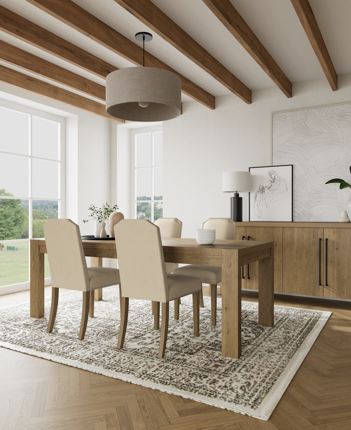 Click here for 5pc Dining Set (Davie Rectangular Table & 4 Hinsen... prices